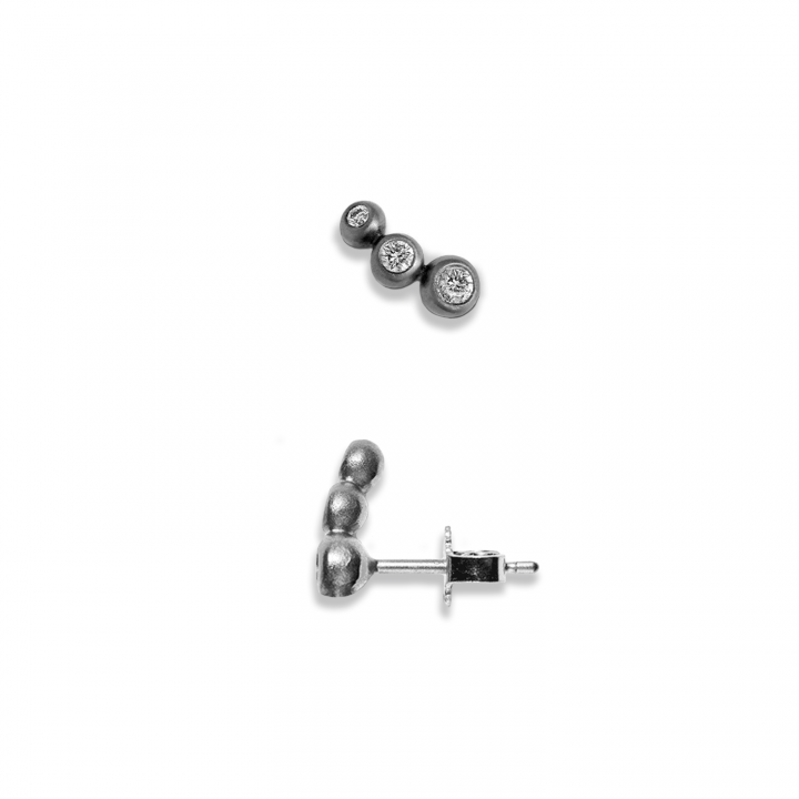 Earring EASTON grey sterling silver diamond • LINE HALLBERG