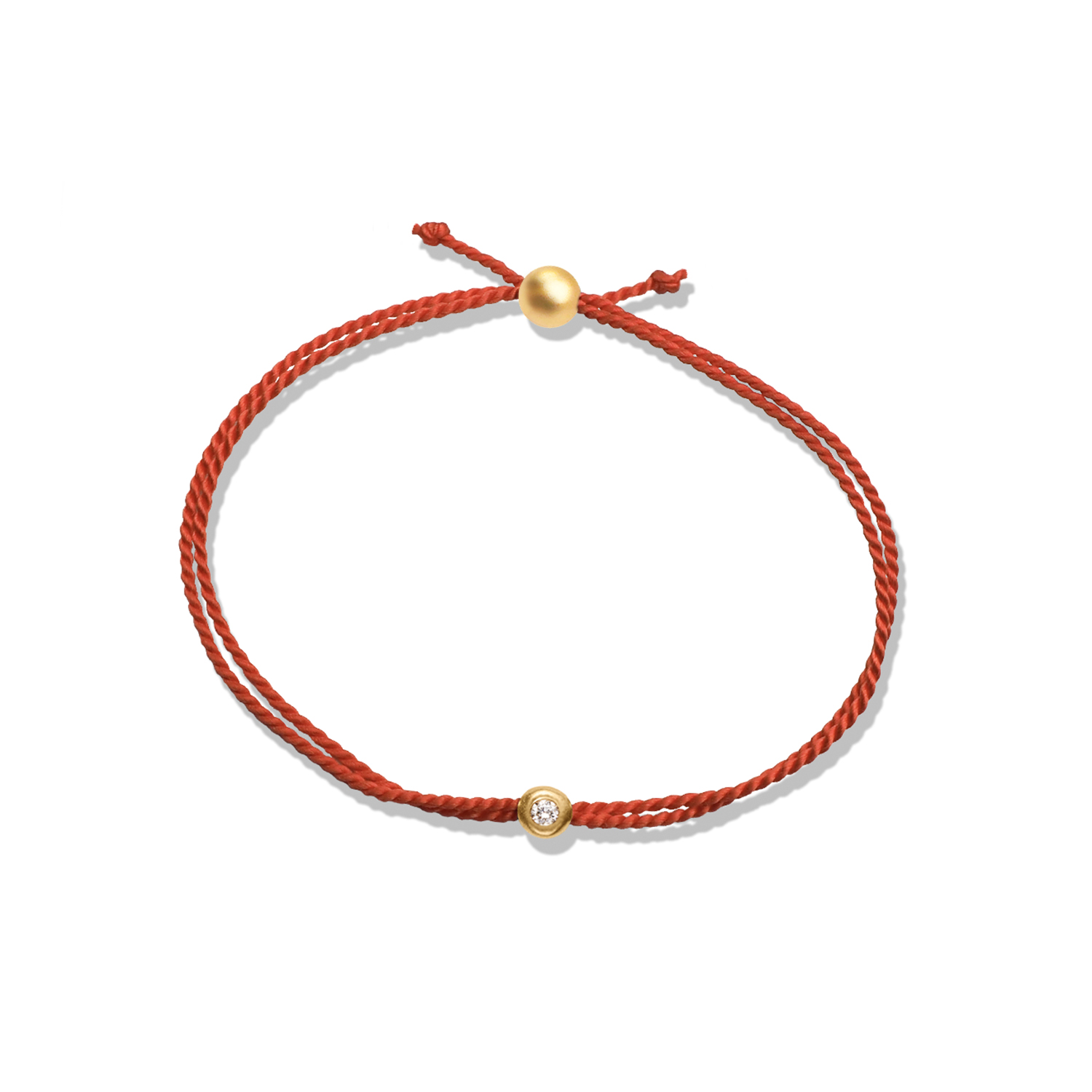 Silk string bracelet BEYARD TWO gold 0.05 diamond Red string bracelet ...