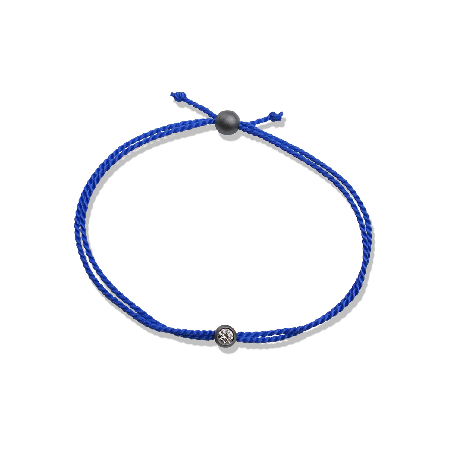 Silk string bracelet BEYARD TWO grey silver 0.10ct diamond Dark blue ...