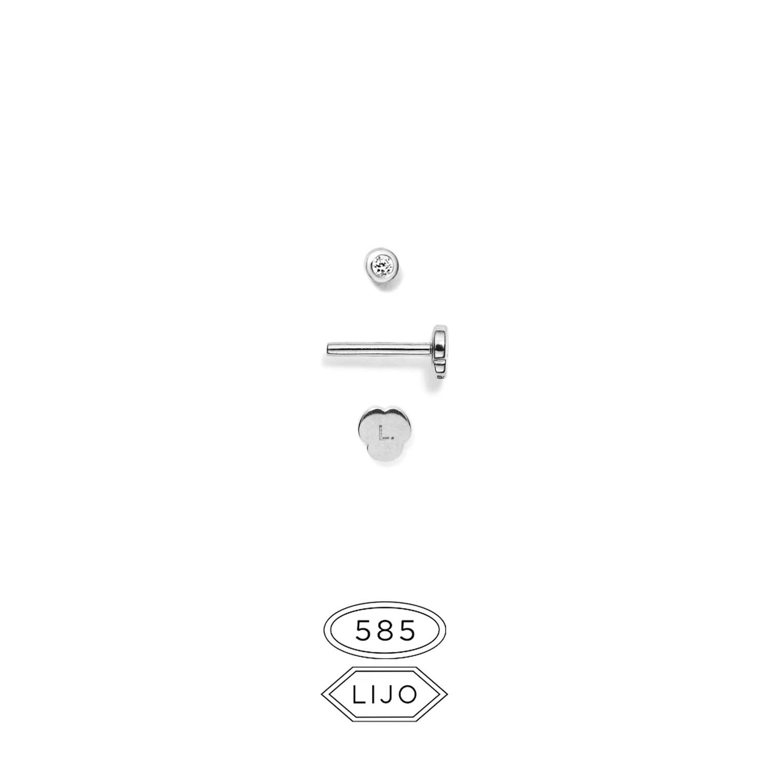Flat back piercing stud • LINE HALLBERG • Goldsmith & Piercing salon